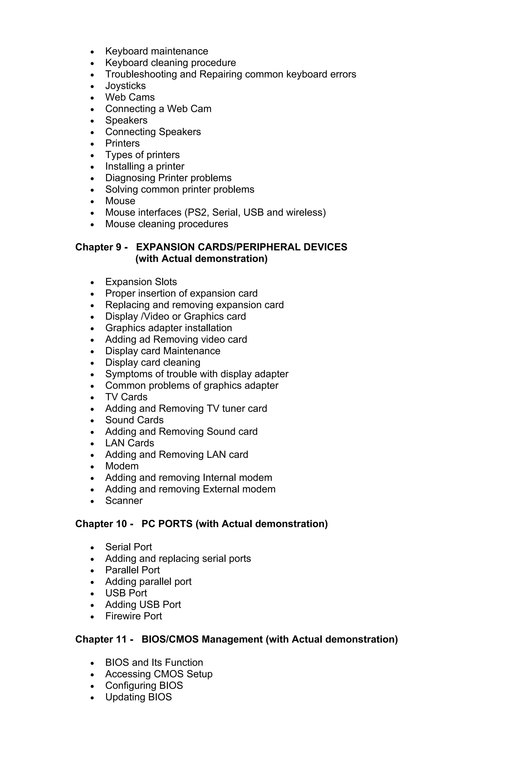 PC Hardware Servicing Outline | PDF