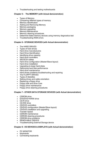 PC Hardware Servicing Outline | PDF