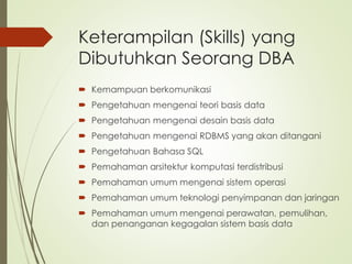 01 Pengenalan Database Administrator (DBA) | PDF