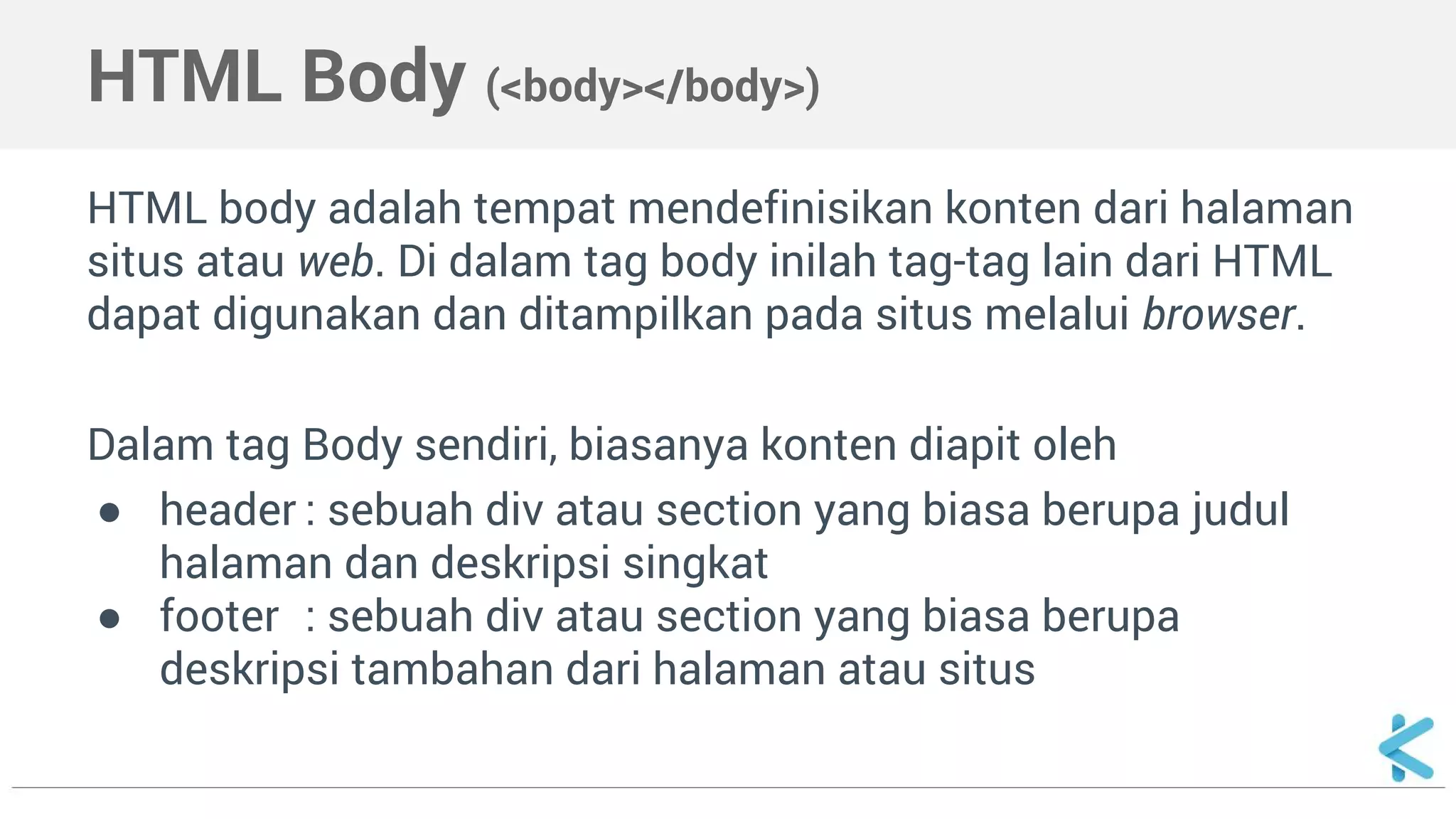 Pemrograman Web - Pengenalan HTML | PPT