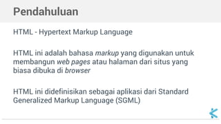 Pemrograman Web - Pengenalan HTML | PPT