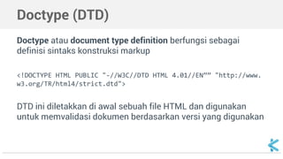 Pemrograman Web - Pengenalan HTML | PPT