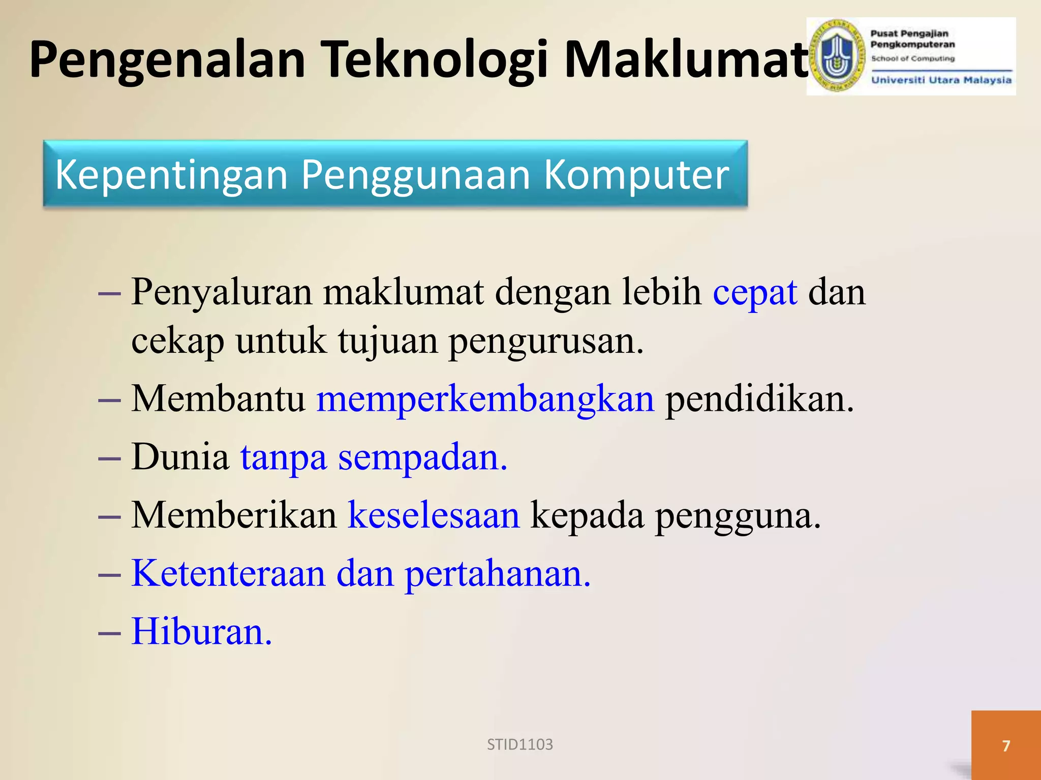 BAB 1 Pengenalan teknologi maklumat | PPTX