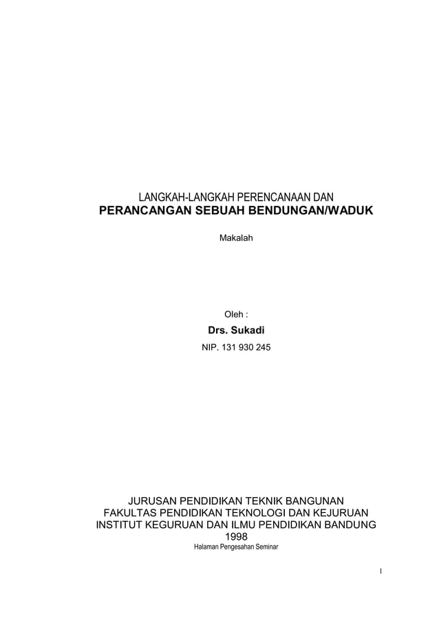 01 perencanaan bendungan-waduk | PDF