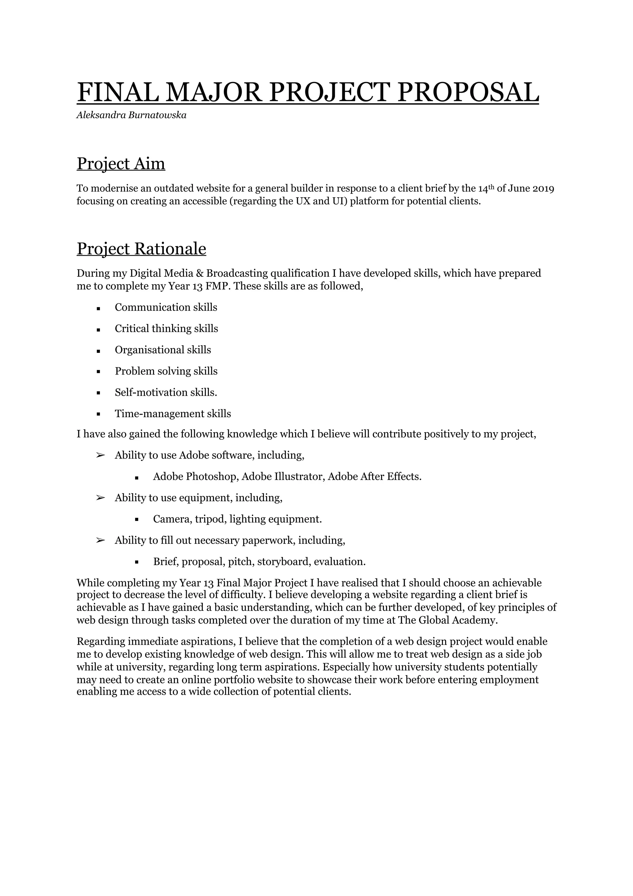 Project Proposal Document | PDF