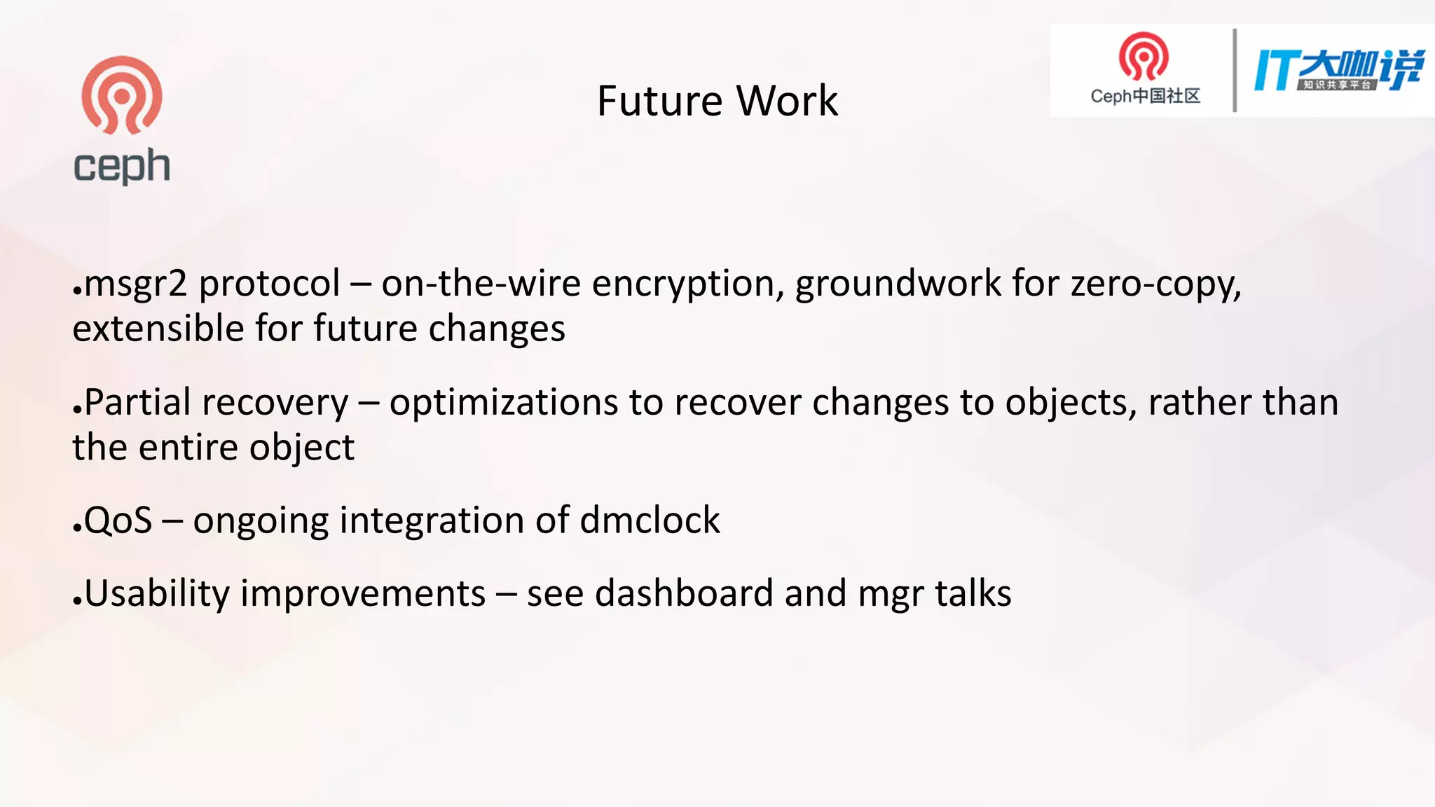 RADOS improvements and roadmap - Greg Farnum, Josh Durgin, Kefu Chai | PDF