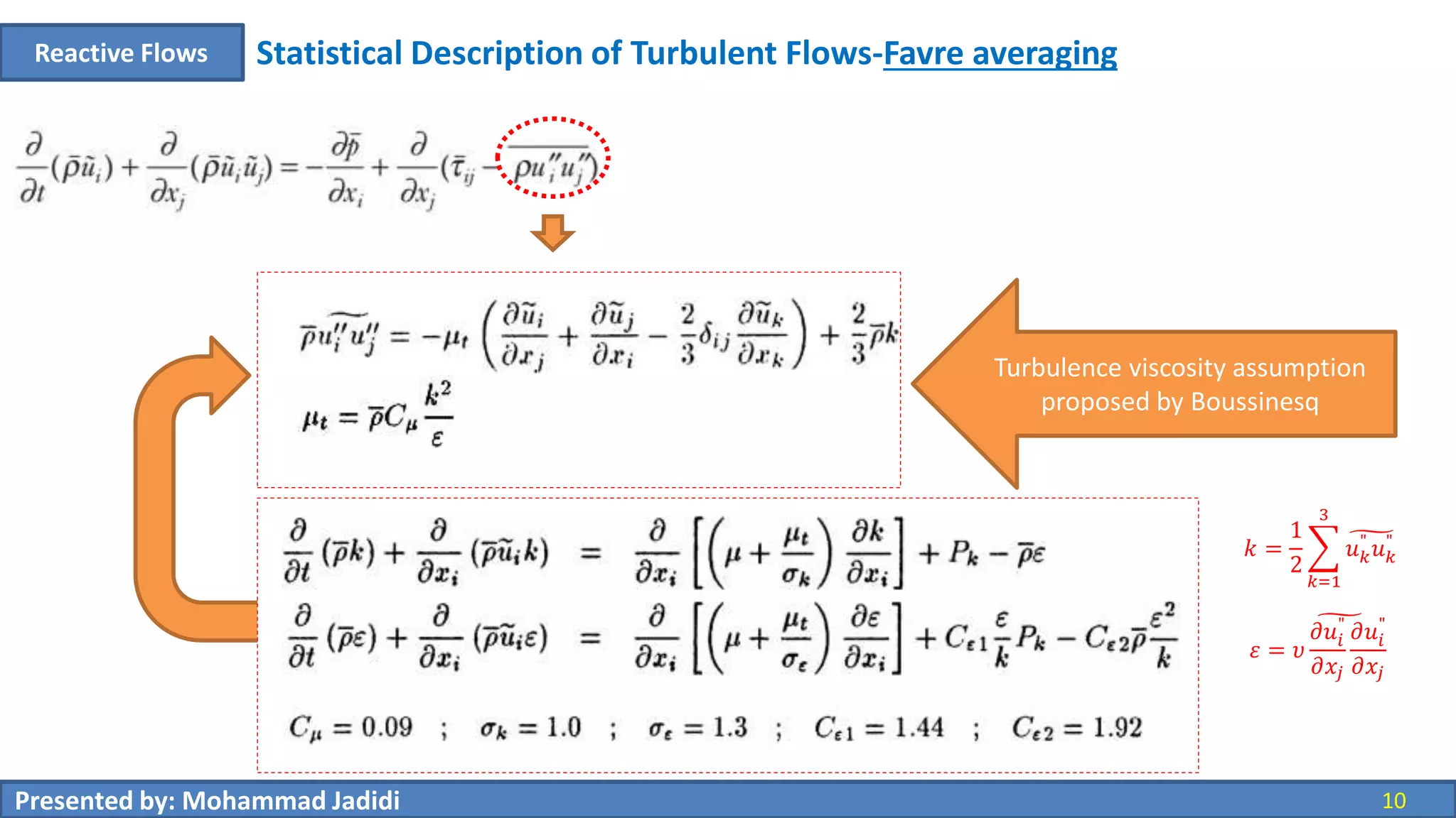 01 reactive flows - governing equations favre averaging | PPTX