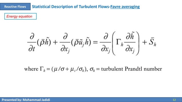 01 reactive flows - governing equations favre averaging | PPTX