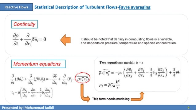 01 reactive flows - governing equations favre averaging | PPTX