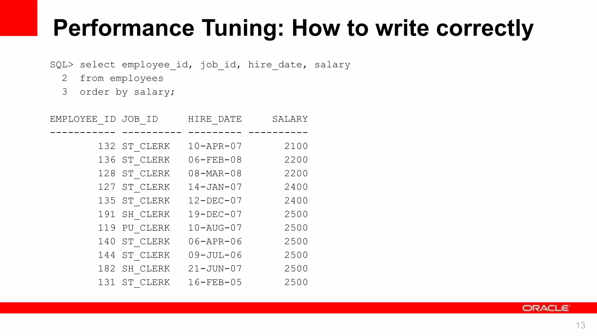 Ronald Vargas Performance Tuning how to write and run correctly sql statement recargado | PPT