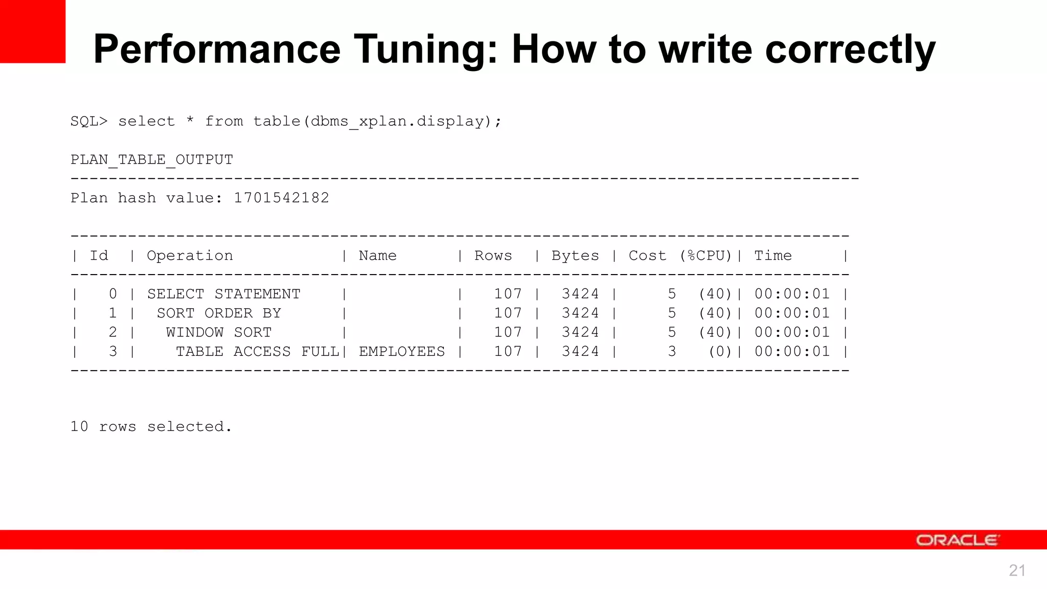 Ronald Vargas Performance Tuning how to write and run correctly sql statement recargado | PPT