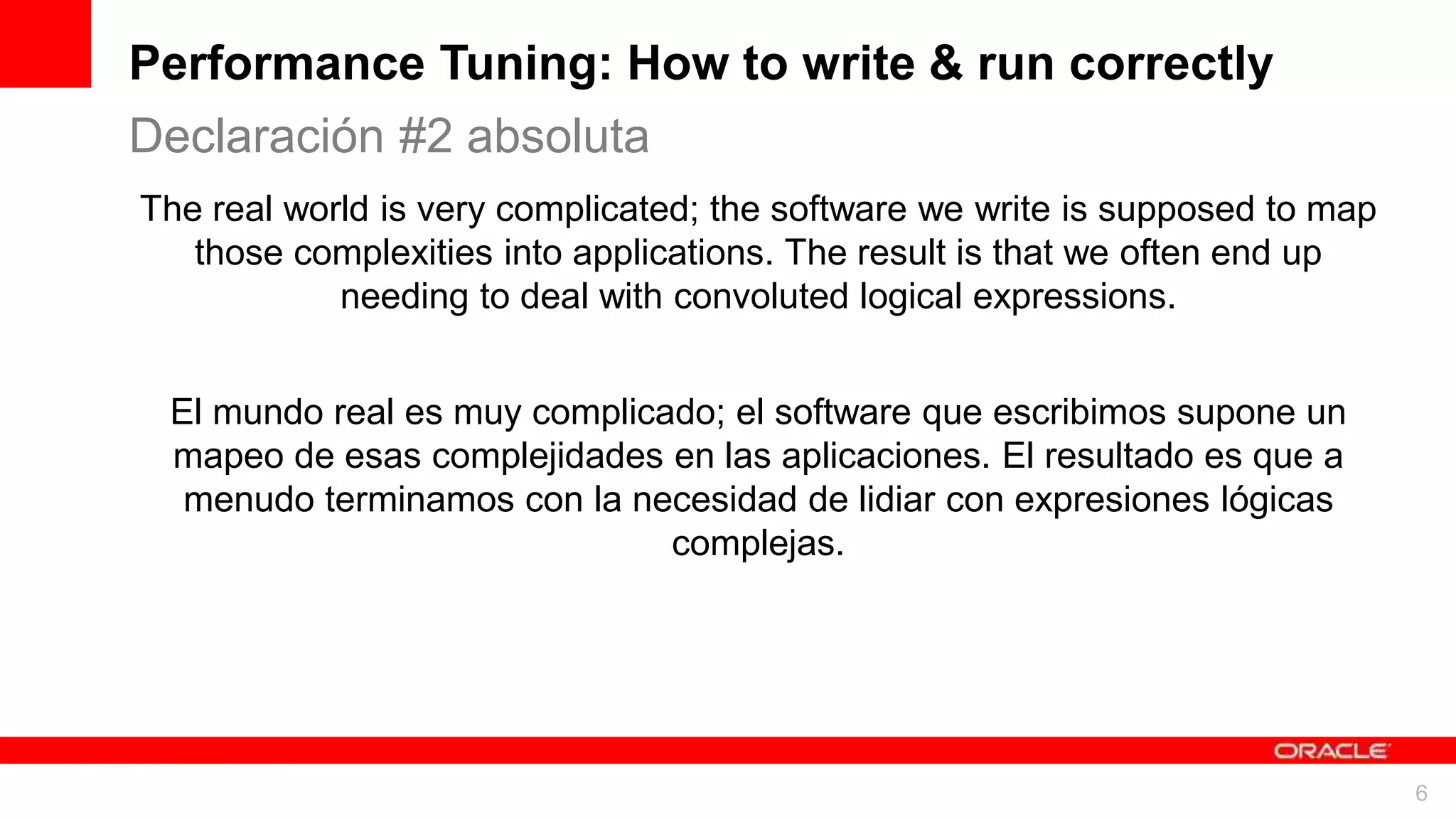 Ronald Vargas Performance Tuning how to write and run correctly sql statement recargado | PPT