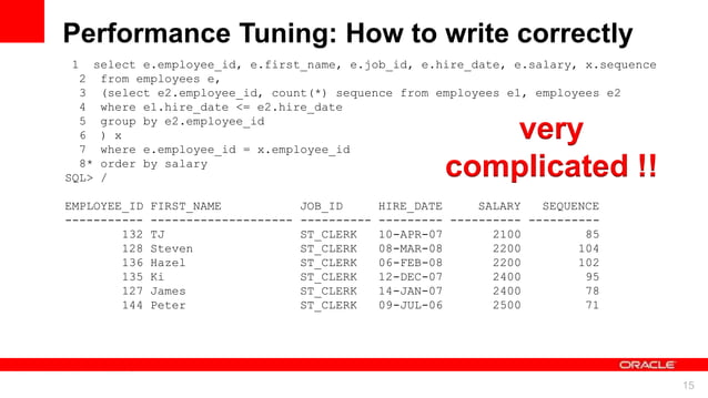Ronald Vargas Performance Tuning how to write and run correctly sql statement recargado | PPT