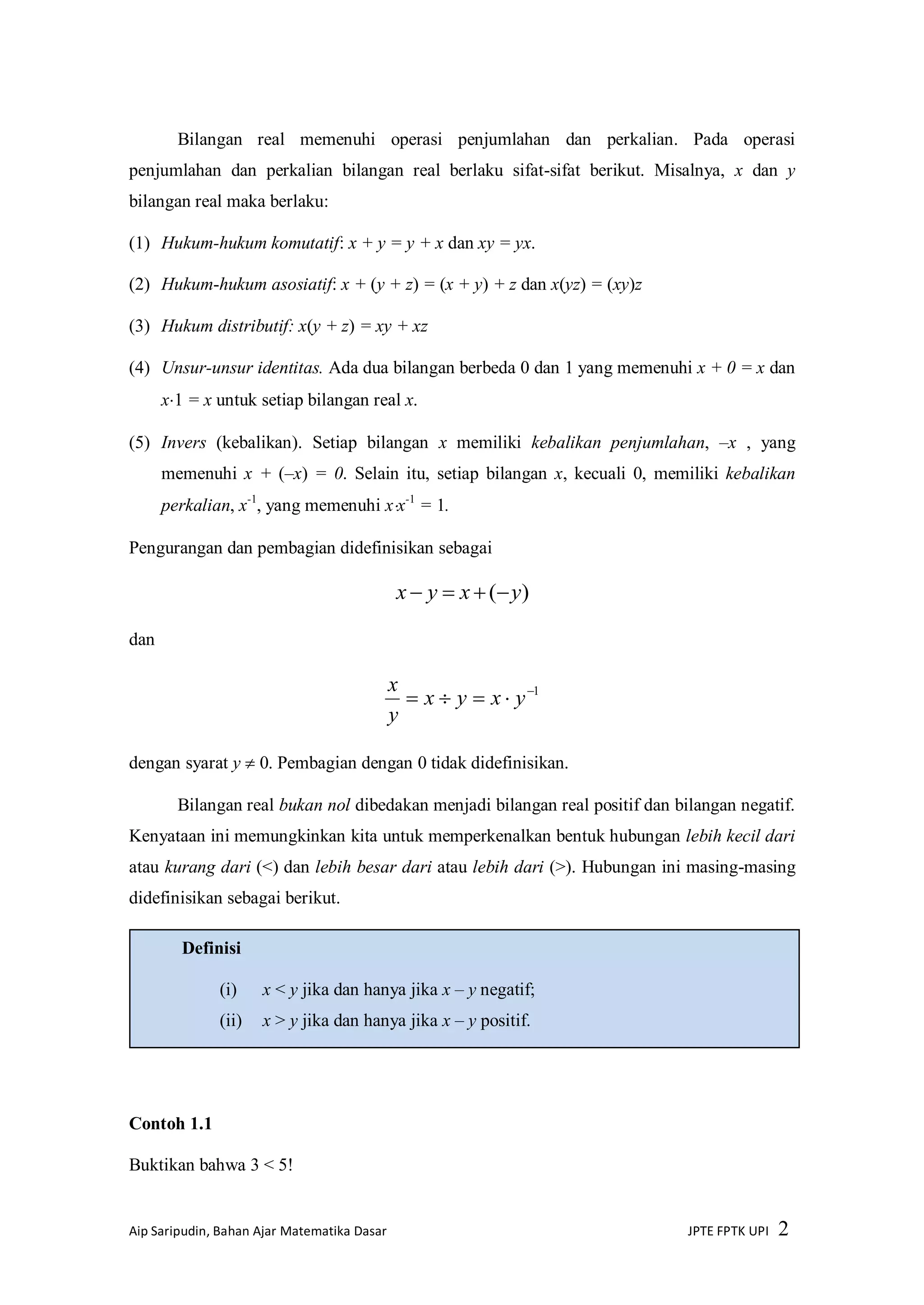 01 sistem bilangan real | PDF