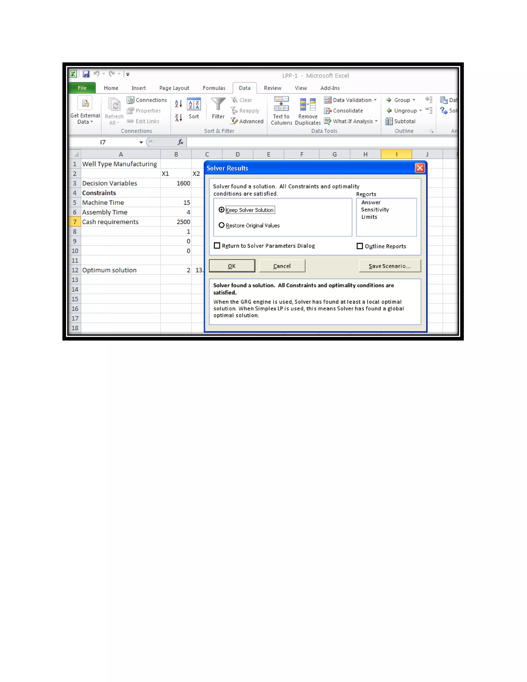 01.steps to solve the lp problem using excel solver | DOCX