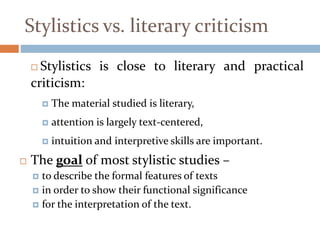 01 stylistics and its objectives | PPTX