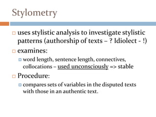 01 stylistics and its objectives | PPTX