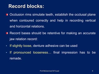 The Registration of Jaw Relations for Completely Edentulous Patient | PDF