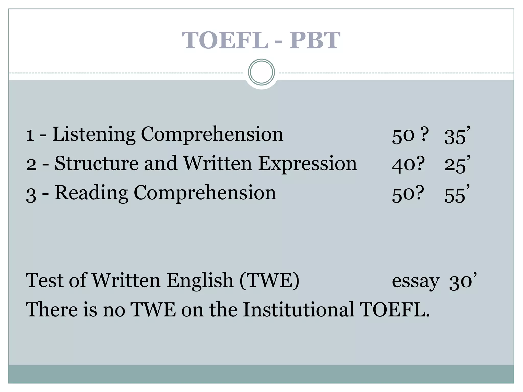 01 toefl exam - structure | PPSX