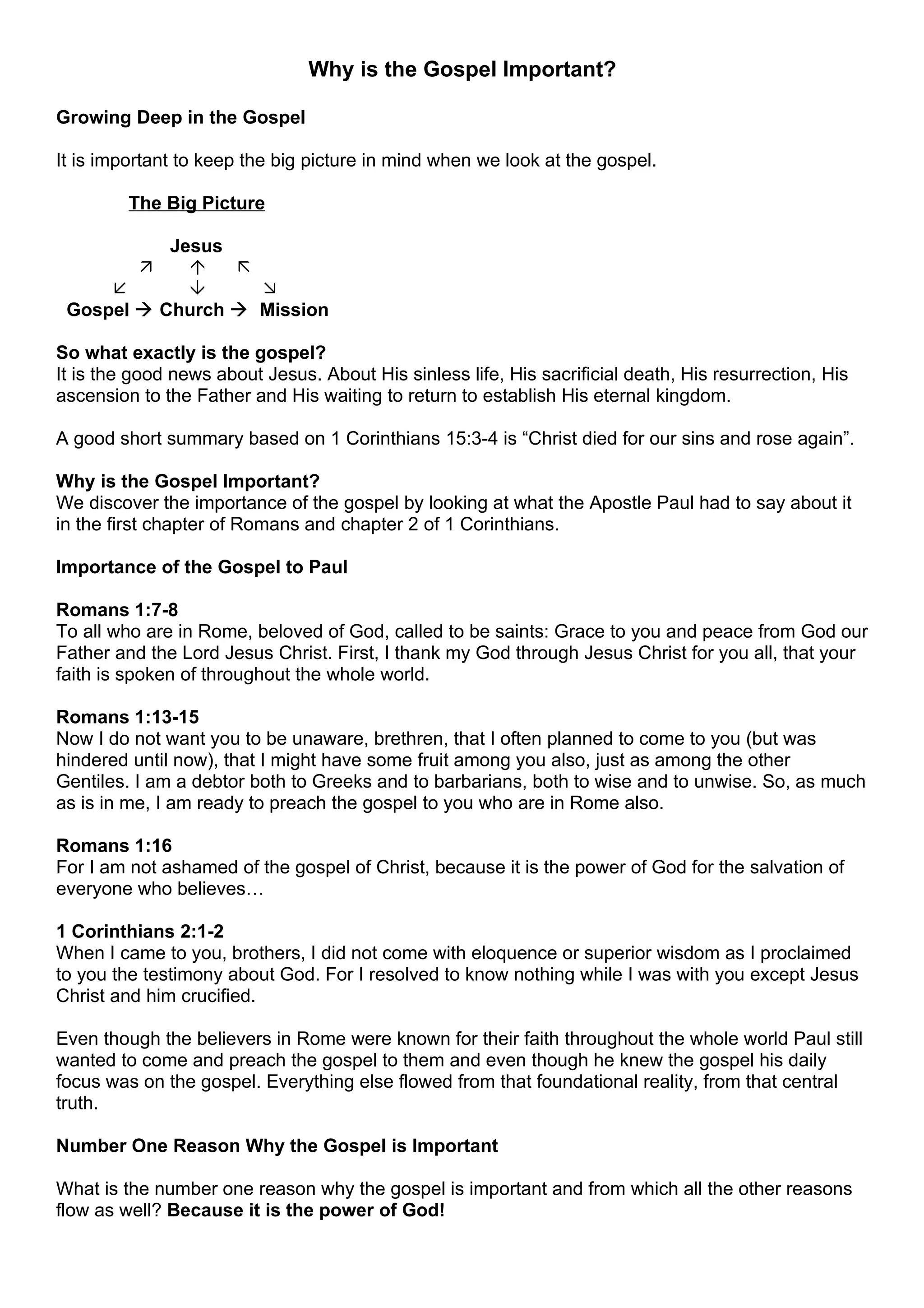 01. Why is the Gospel Important Notes | PDF