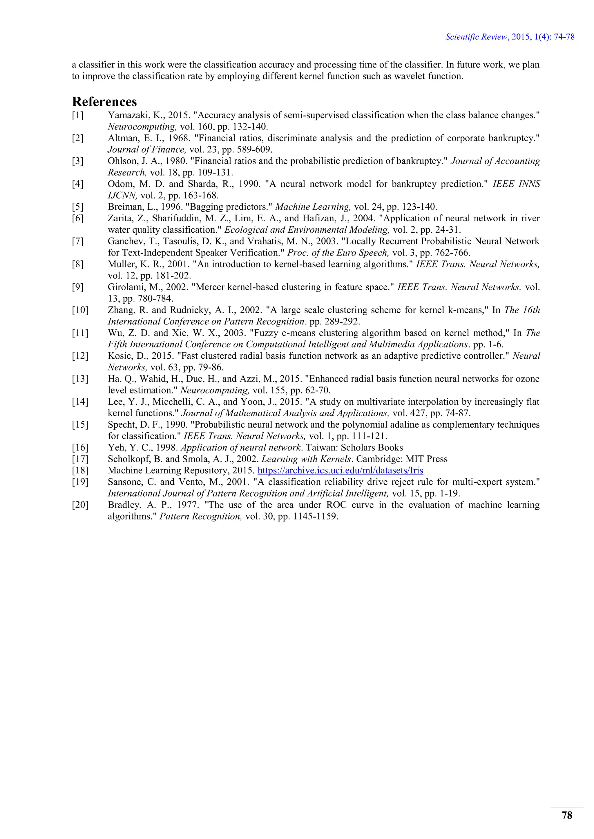 Classification of Iris Data using Kernel Radial Basis Probabilistic Neural Network | PDF ...