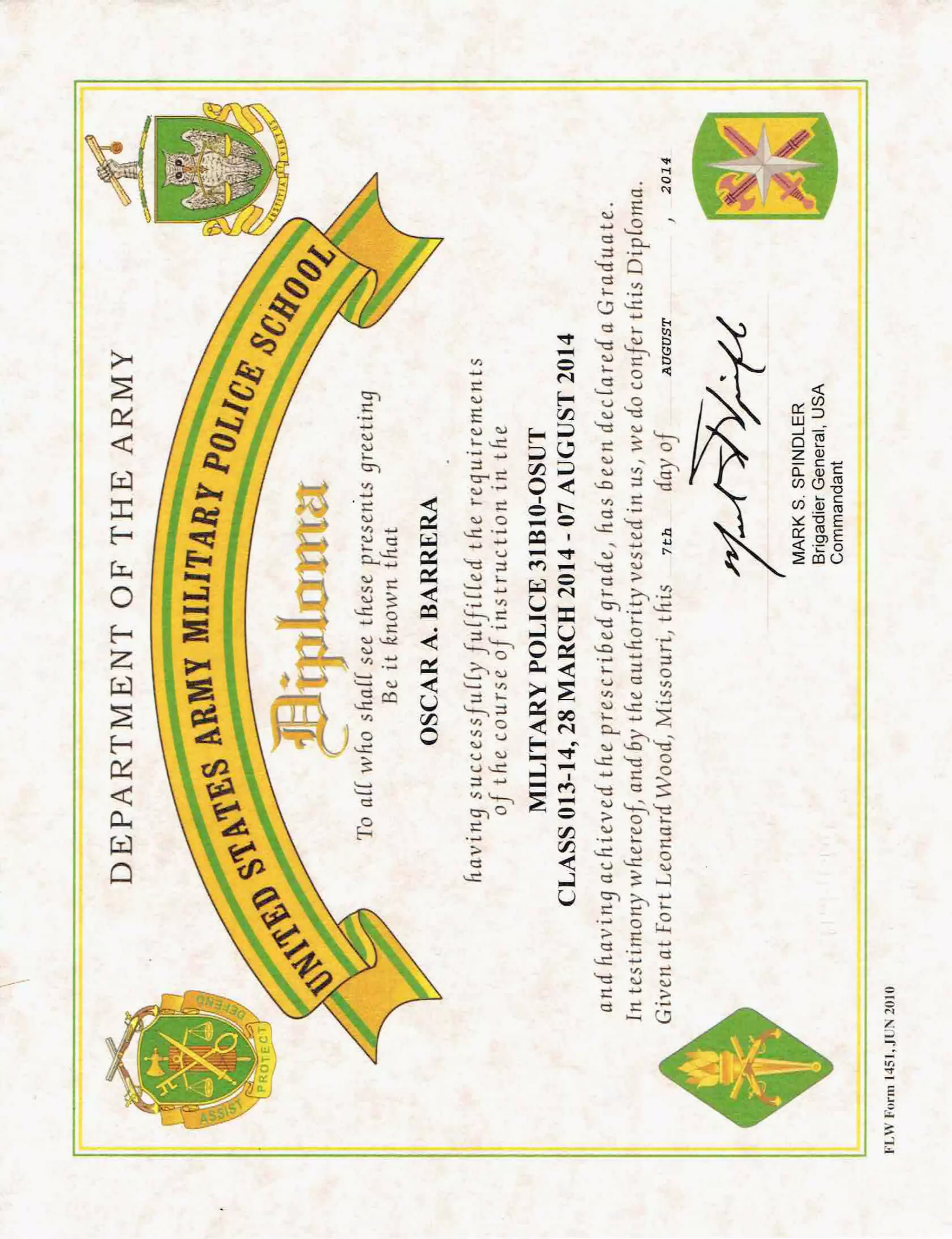 U.S. Army Military Police Diploma | PDF