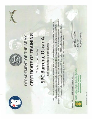 Military Army Training Certificates Of Completion
