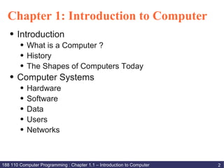 01 - Introduction to Computer | PDF | Computing | Technology & Computing
