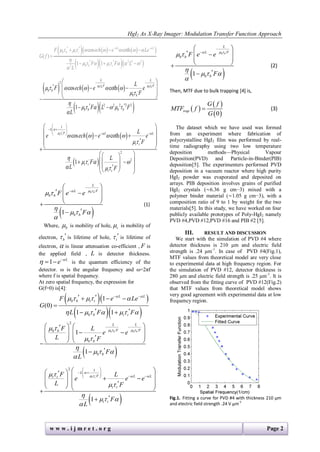 HgI2 As X-Ray Imager: Modulation Transfer Function Approach | PDF