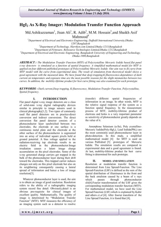 HgI2 As X-Ray Imager: Modulation Transfer Function Approach | PDF