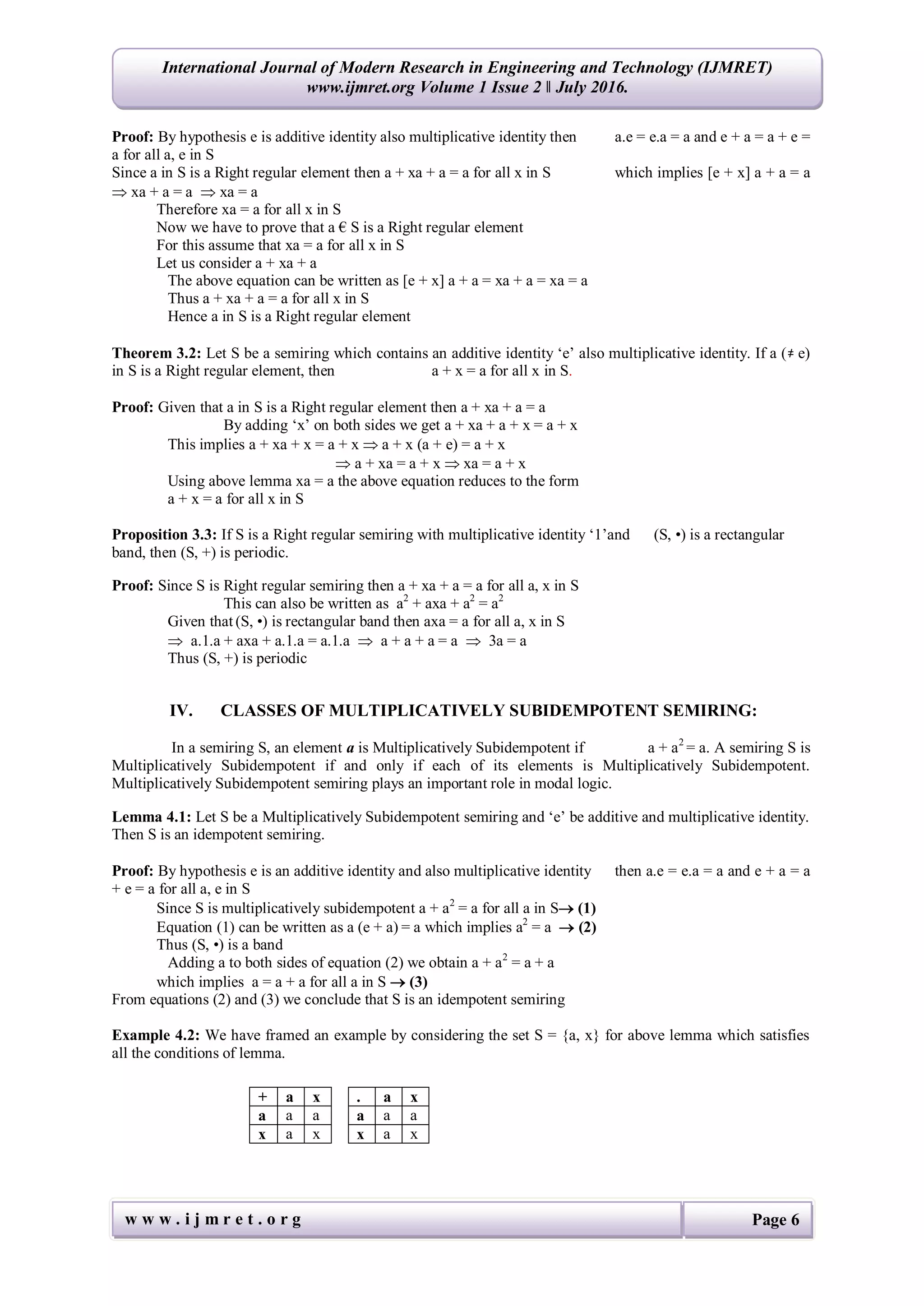 A Study on the class of Semirings | PDF