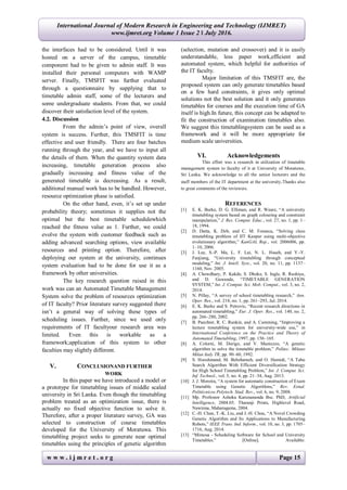 Utilization of Timetable Management System to a Medium Scaled University | PDF