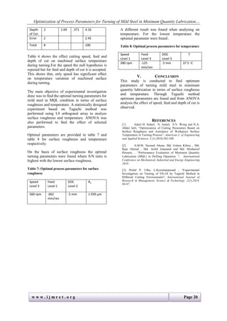 Optimization of Process Parameters for Turning of Mild Steel in Minimum Quantity Lubrication ...