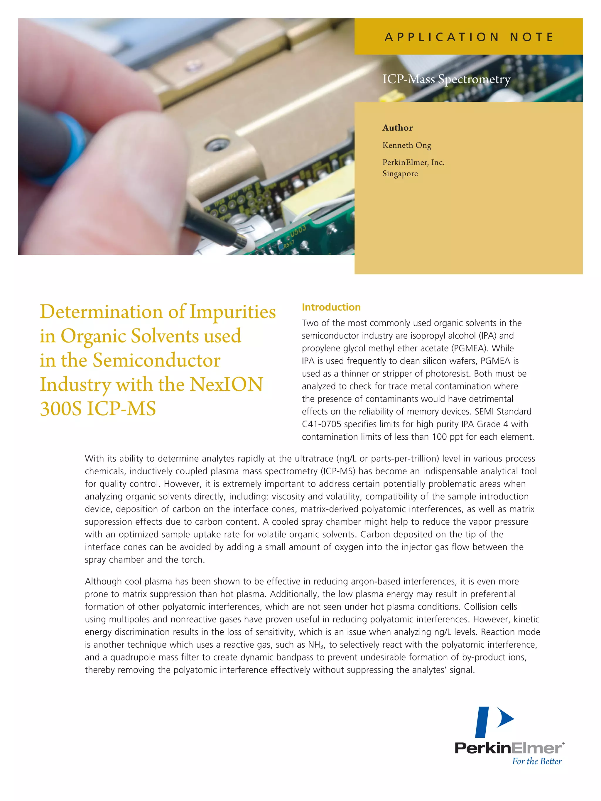Determination of Impurities in Organic Solvents used in the ...