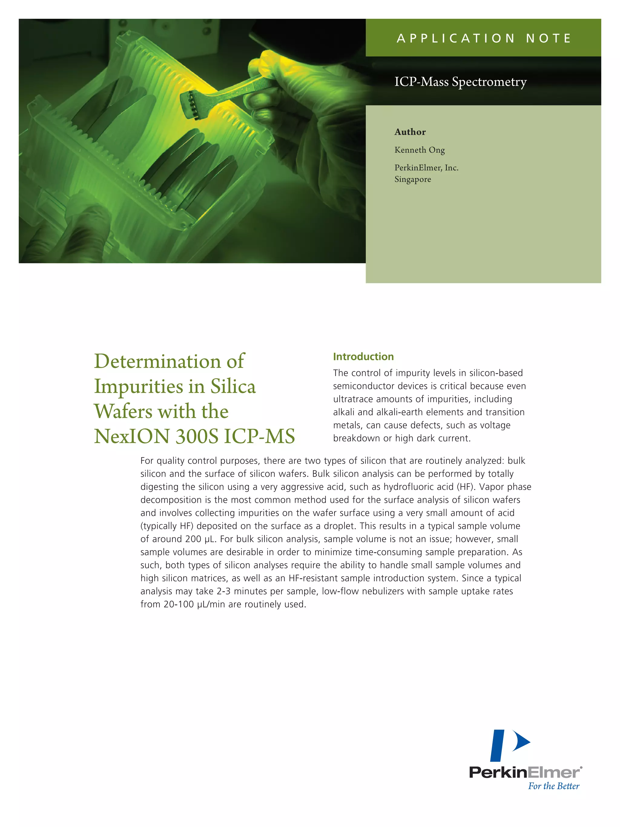 Application Note: Determination of Impurities in Silica Wafers with the ...