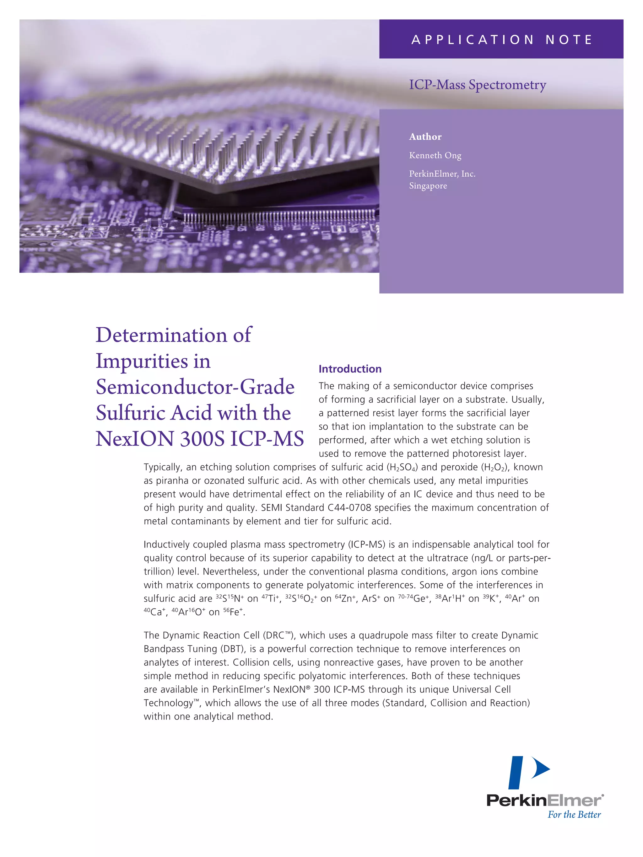 Application Note: Determination of Impurities in Semiconductor-Grade ...