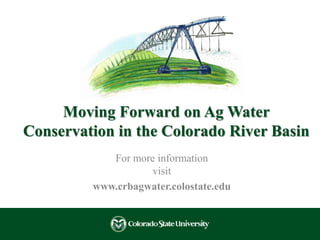 Moving Forward on Agricultural Water Conservation in the Colorado River ...
