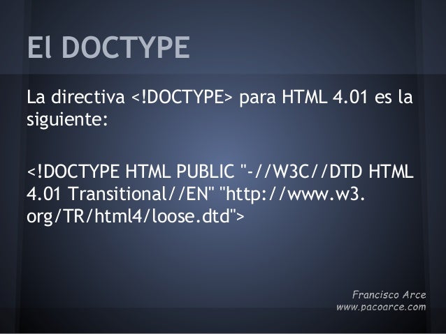 El doctype de HTML5 El doctype de HTML5