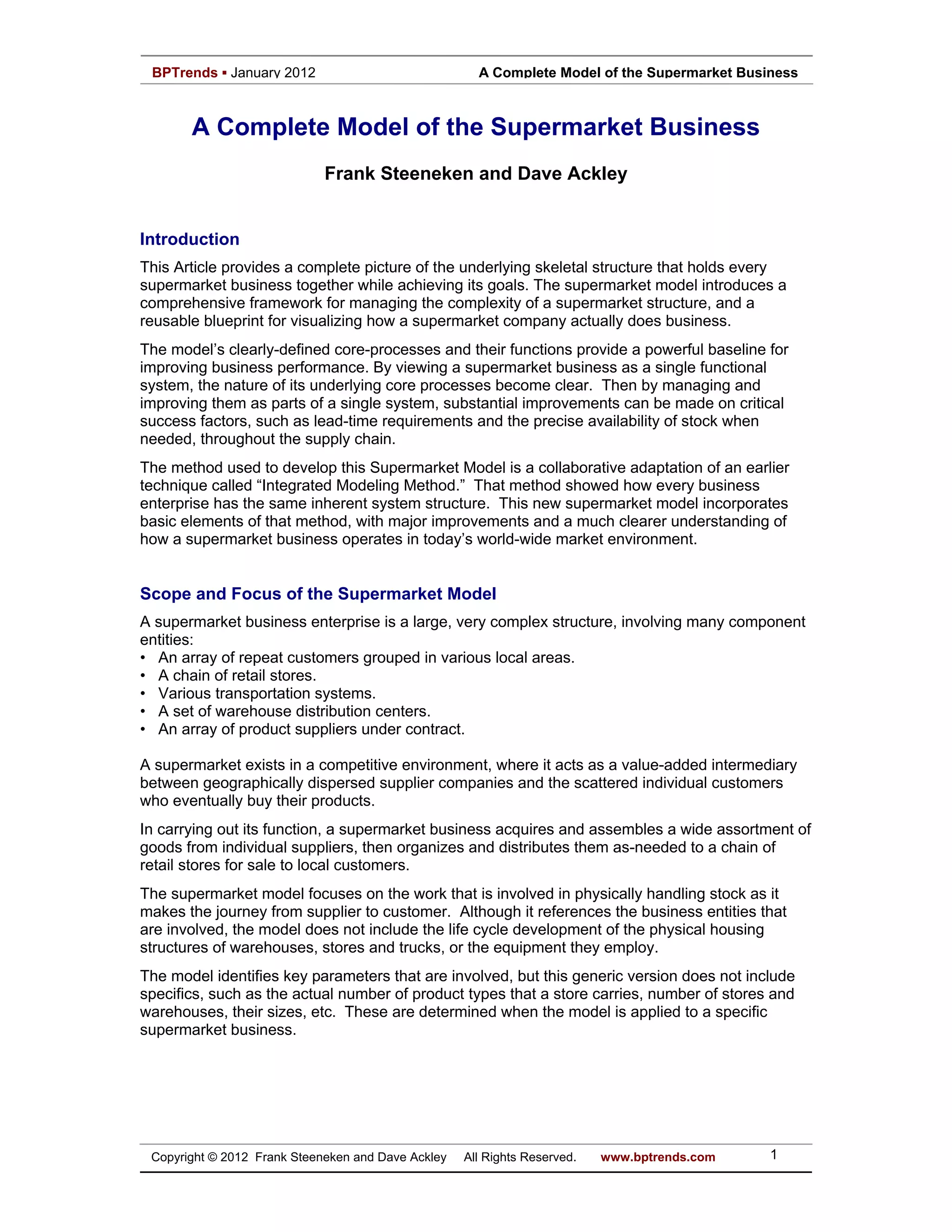 A Complete Model of the Supermarket Business - Article | PDF