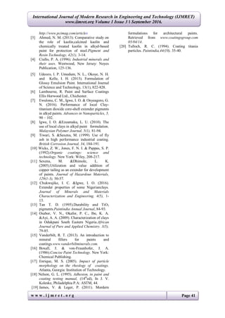 Performance Evaluation of Local Clay-Extender Pigment on Alkyd Paint ...