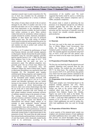 Performance Evaluation of Local Clay-Extender Pigment on Alkyd Paint ...