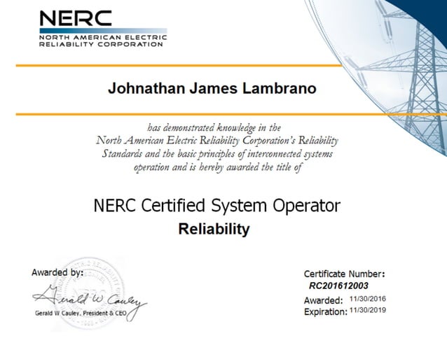 NERC RC certificate | PDF