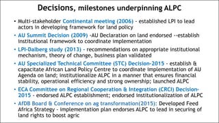 Implementing the AU Agenda on Land ALPC Progress & Plan for 2018-2022 | PDF