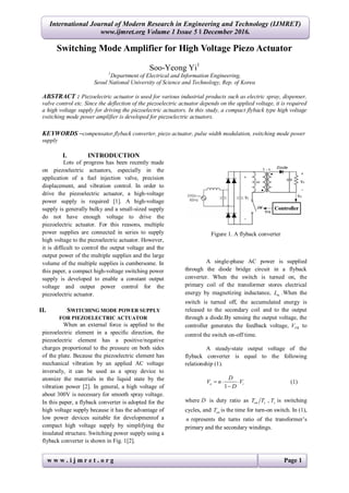Switching Mode Amplifier for High Voltage Piezo Actuator | PDF