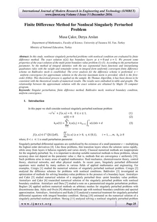 Finite Difference Method for Nonlocal Singularly Perturbed Problem | PDF | Physics | Science