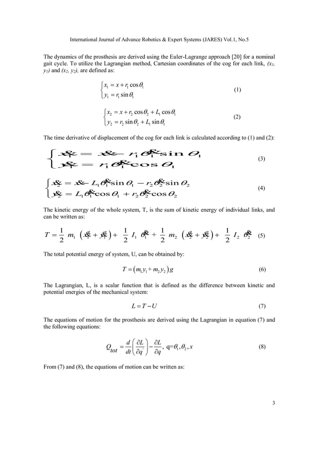 DEVELOPEMENT OF GAIT GENERATION SYSTEM FOR A LOWER LIMB PROSTHESIS USING MEASURED GROUND ...