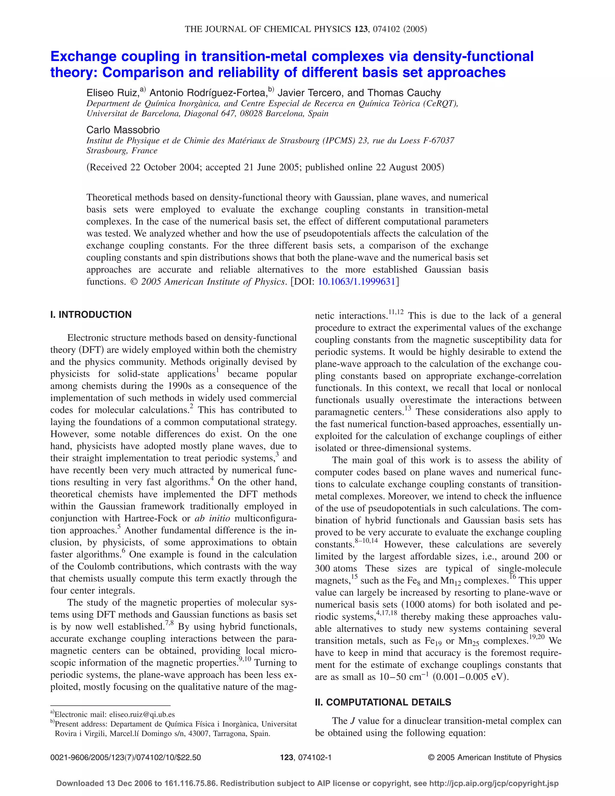 01 05 j_chem_phys_123_074102 | PDF