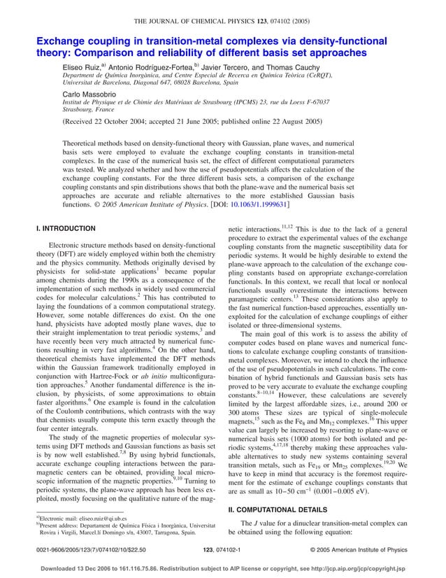 01 05 j_chem_phys_123_074102 | PDF