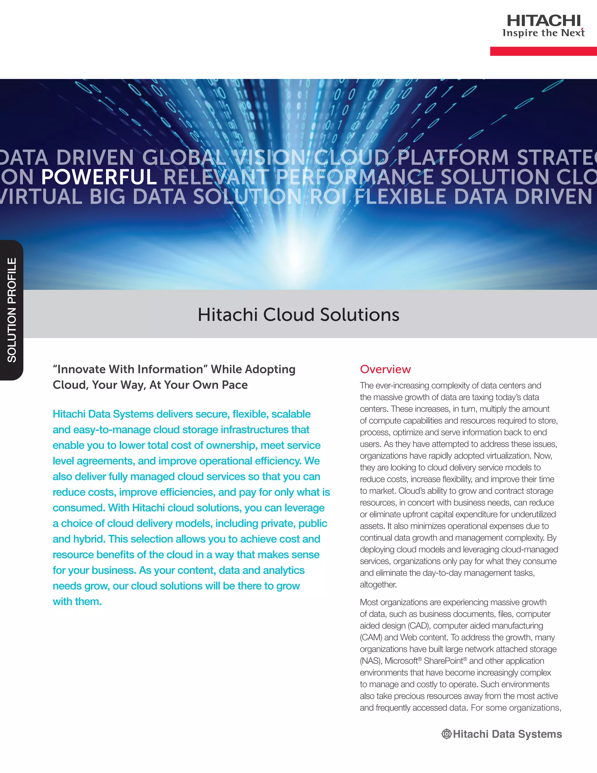 Hitachi Cloud Solutions Profile | PDF | Cloud Computing | Internet