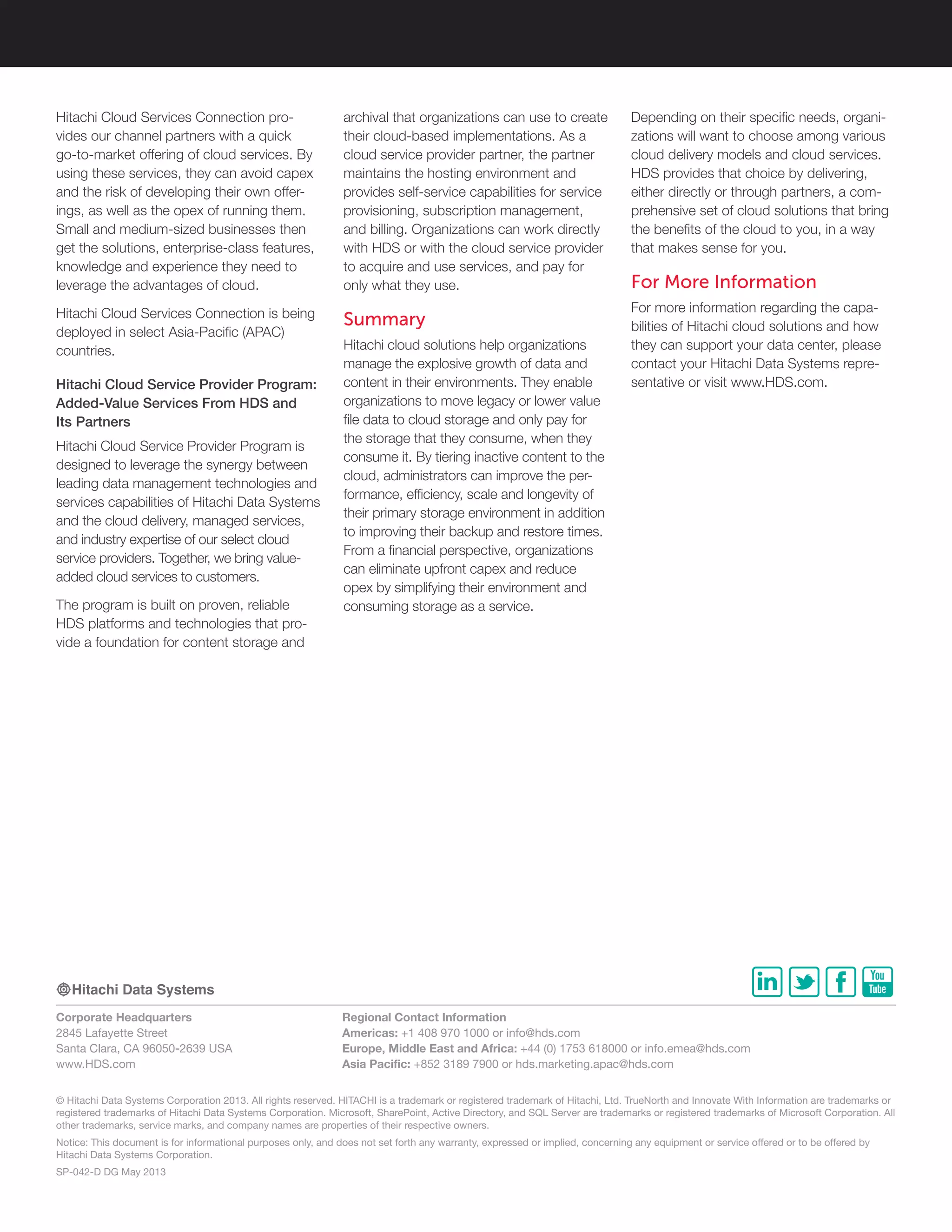 Hitachi Cloud Solutions Profile | PDF